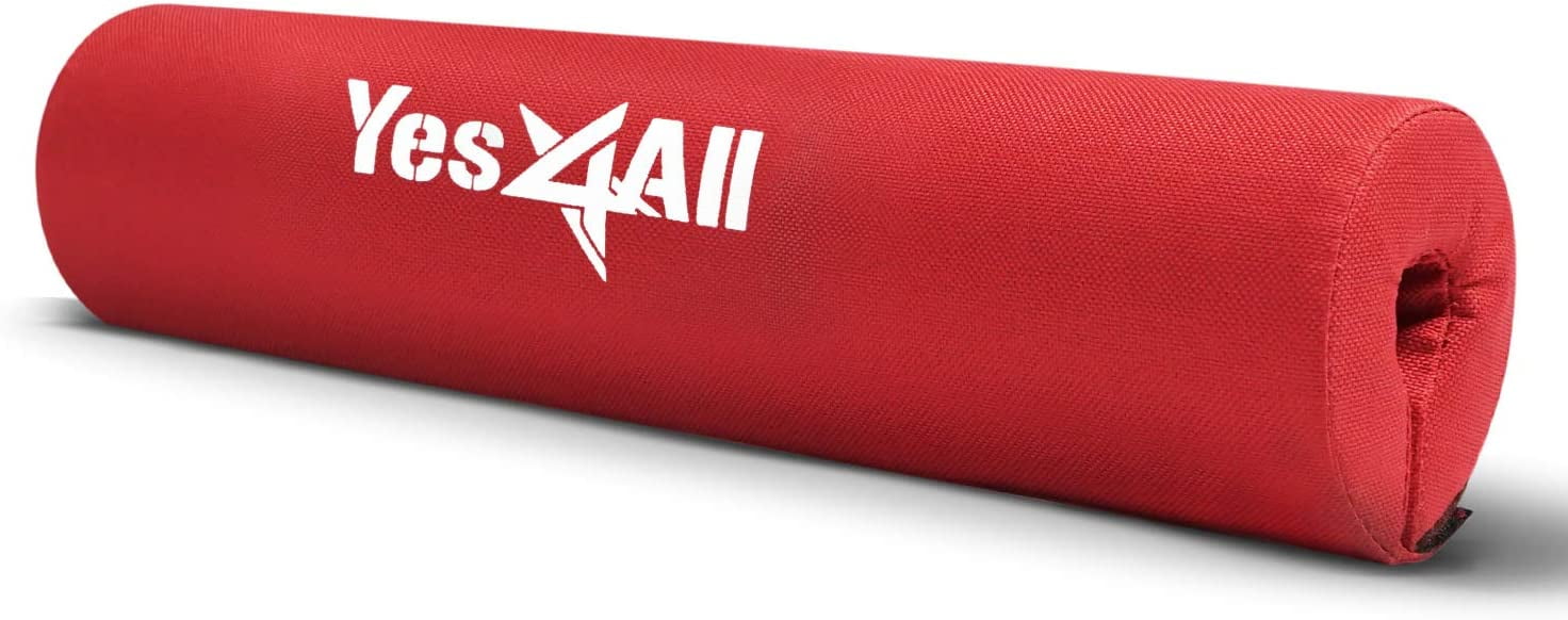 Yes4All Foam Bar Pad, Ideal for Squats, Hip Thrusts, Nylon, Red, Single ...