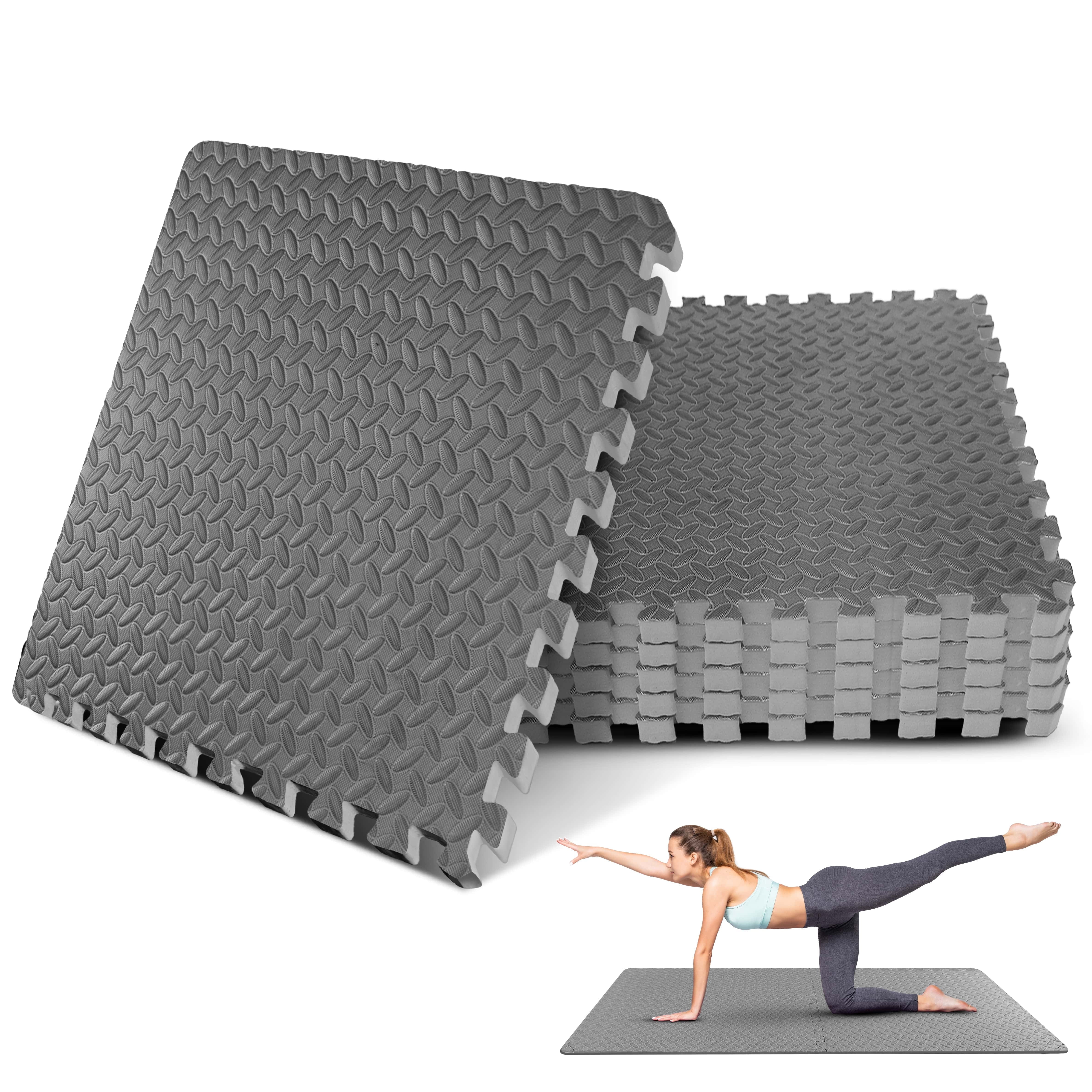 Yes4All Gym Flooring for Home Gym, 24 SQ. FT Interlocking Exercise Mat ...