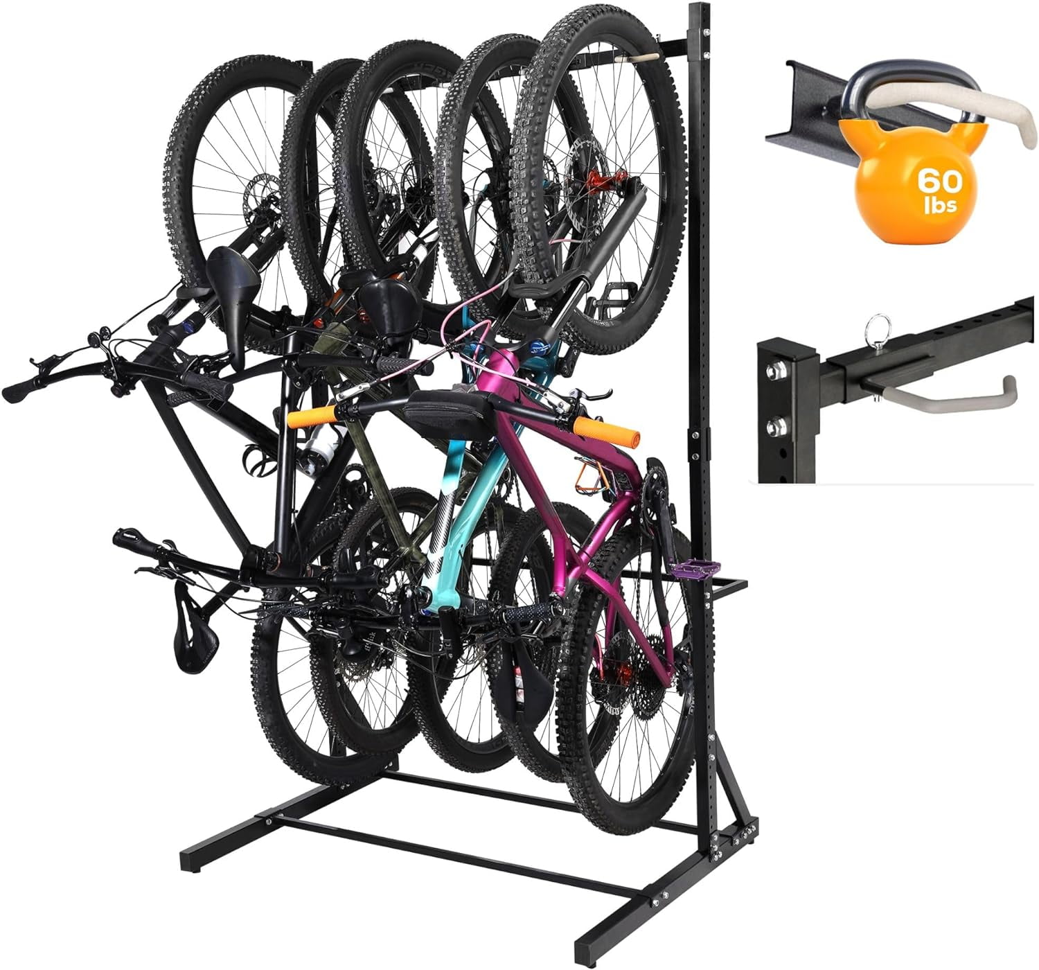 Yes4All Freestanding Bike Rack, 300 Lbs 5 Levels Sturdy Steel Vertical ...