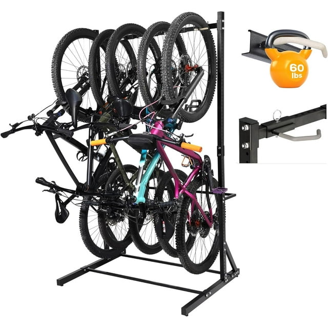 Yes4All Freestanding Bike Rack, 300 Lbs 5 Levels Sturdy Steel Vertical ...