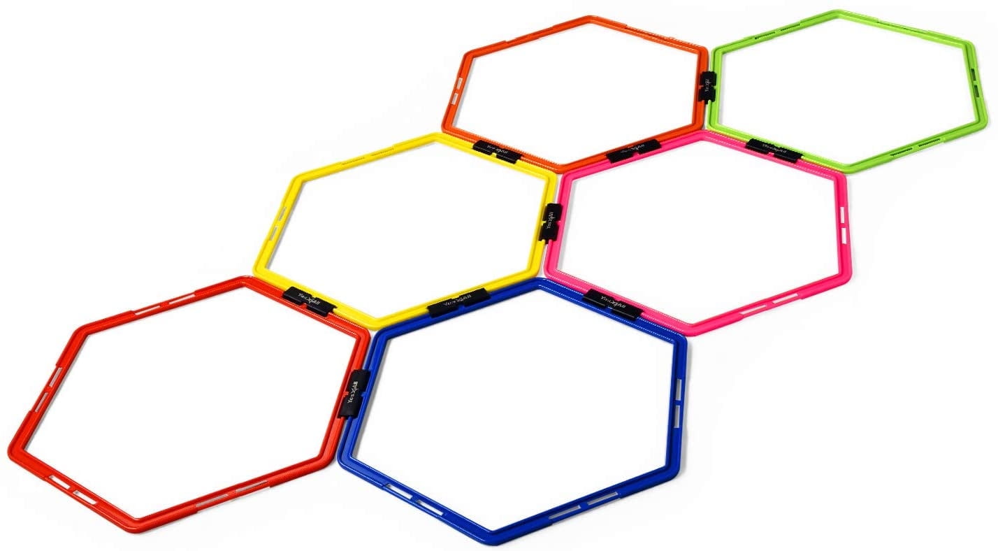 Yes4All Hexagon Agility Rings With Carrying Bag, 6 Rings, Colorful ...