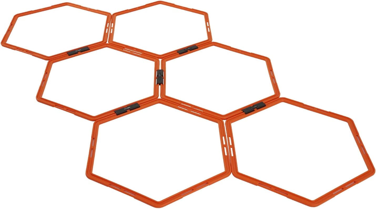 Yes4All Hexagon Agility Rings, 6 Rings, Orange, Speed Training ...