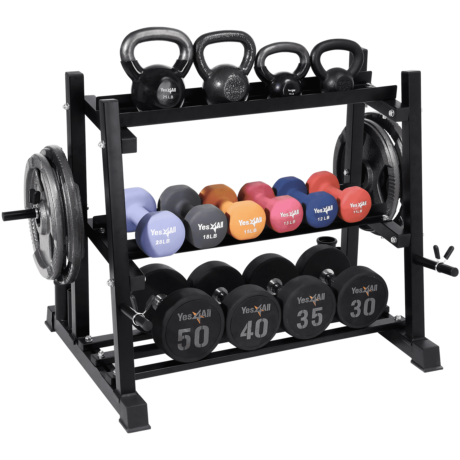 Yes4All Multifunction Steel Weight Rack, 1100 Lbs Capacity Dumbbell ...