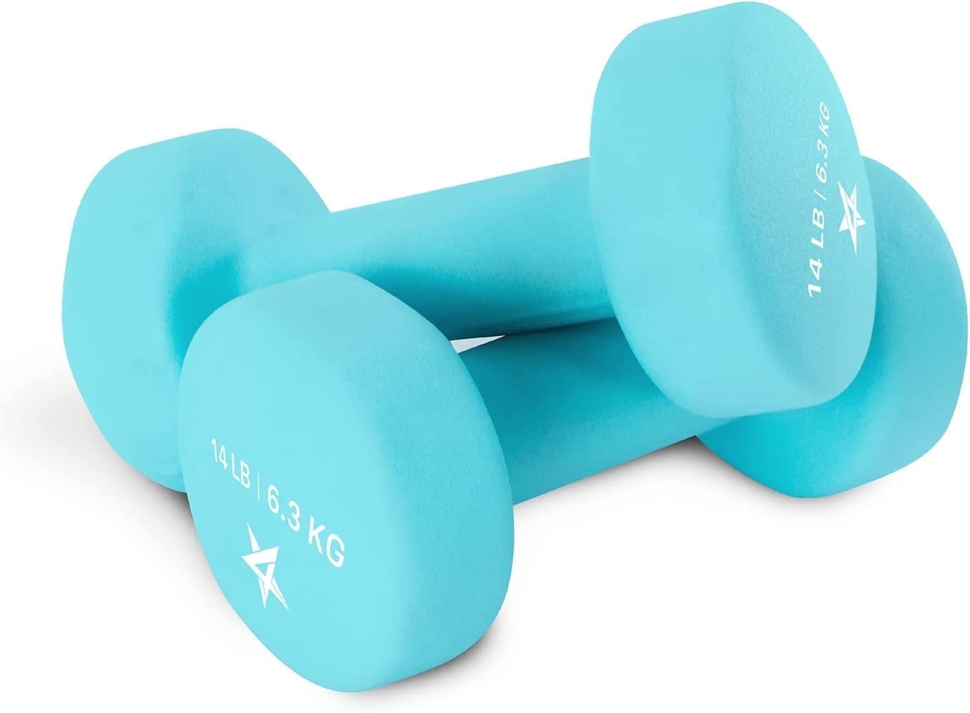 Yes4All Neoprene Dumbbell Set, Light Blue 14 lbs, Durable Grip, Small ...