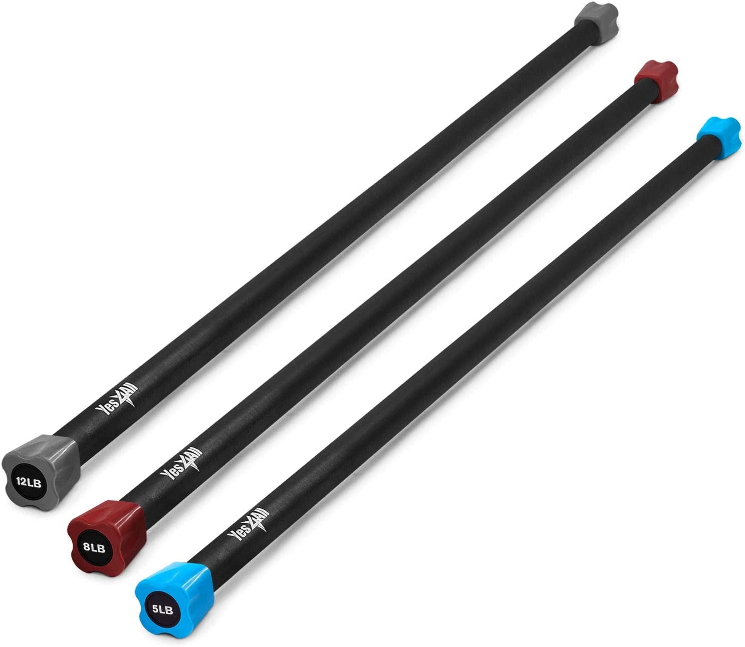 Yes4All Non Slip Weight Bars, 3 Count, 27 lb - Walmart.com
