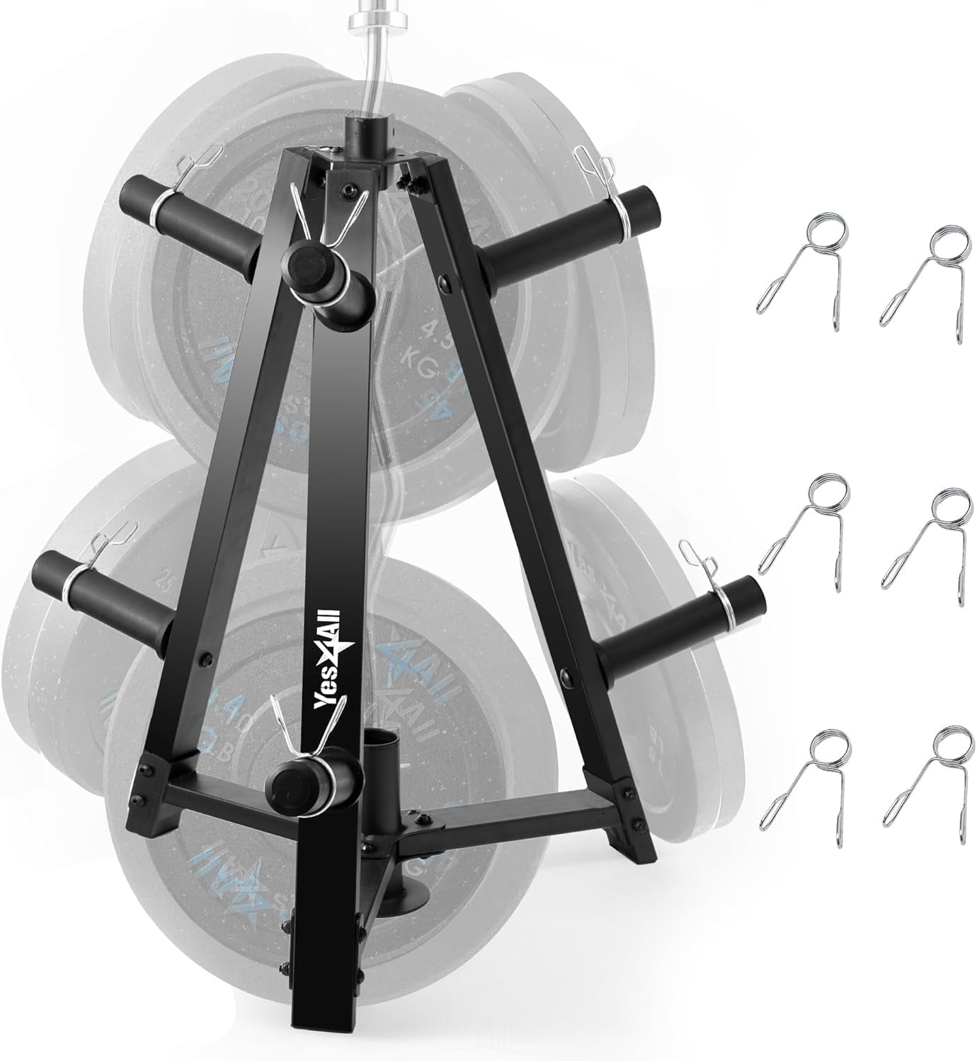 Yes4All Olympic Weight Plate Tree Storage Rack and Vertical Barbell ...