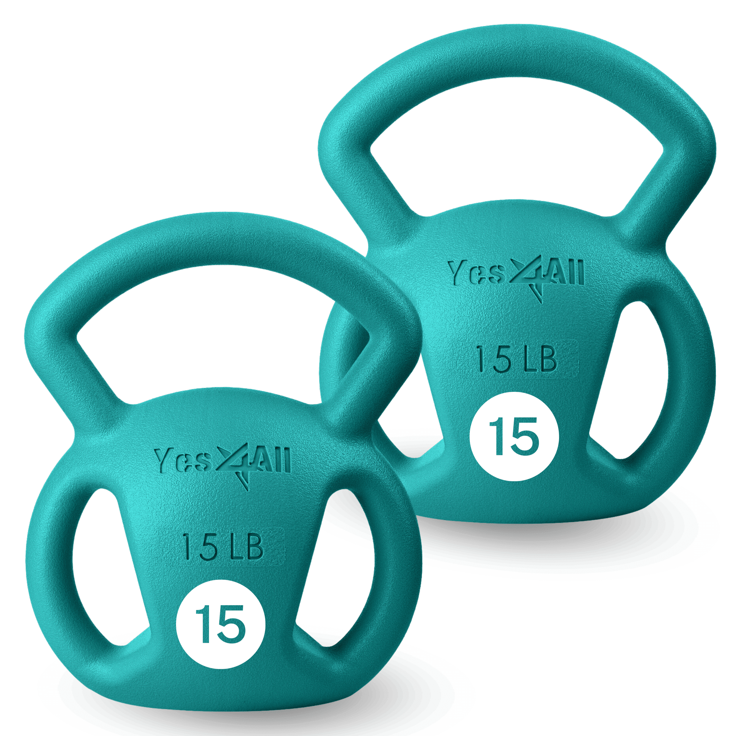 Yes4All Three-Handles Kettlebell, Green, 15 lbs, 2 Count - Walmart.com