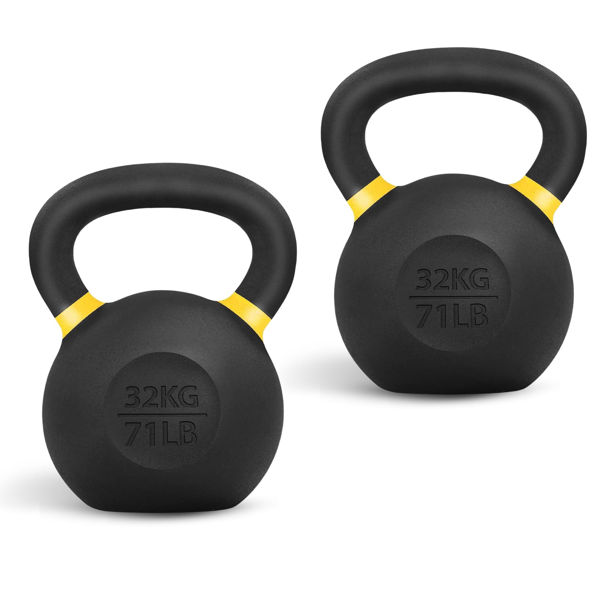 Yes4All Powder Coated Kettlebell, 71 lb Cast Iron Core Kettlebells with ...