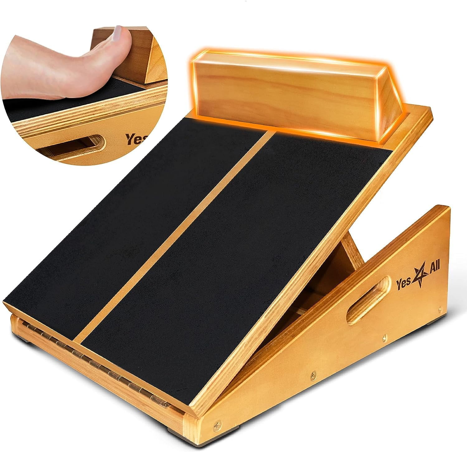 Yes4All Professional Wooden Slant Board with Toe Stretcher Bar, 500LB ...