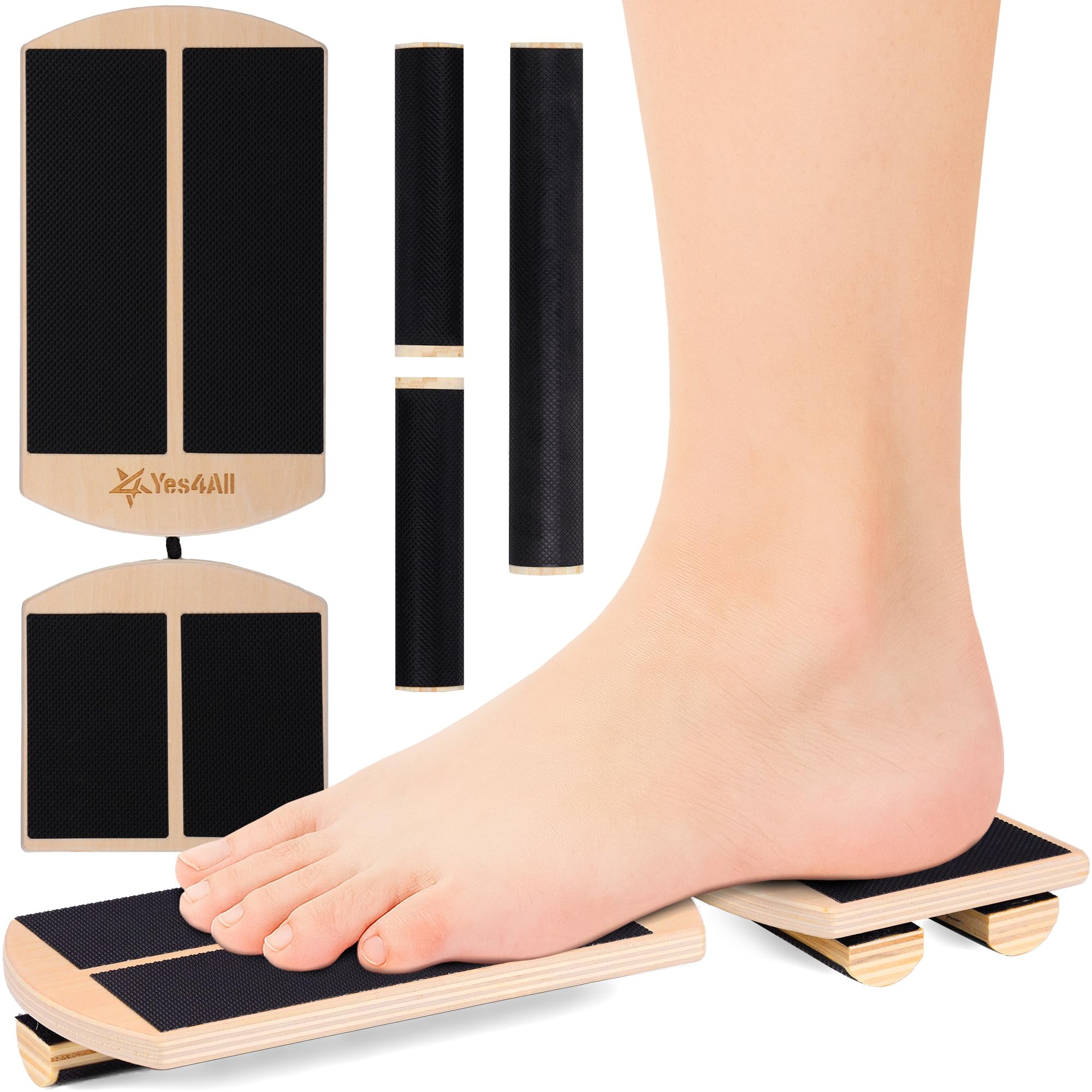 Yes4All Single Leg Balance Board, Anti-Slip Wooden Ankle Strengthener ...