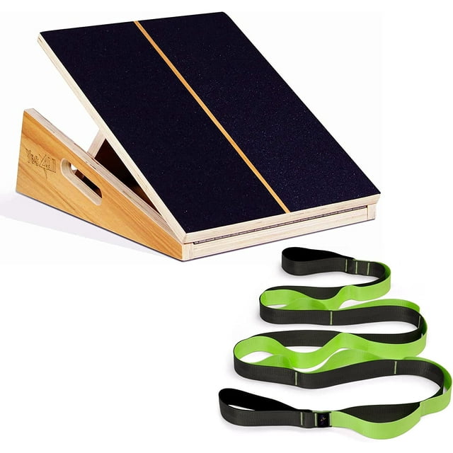 Yes4All Slant Board 5 Angles Full Coverage Design + Green Stretch Strap ...