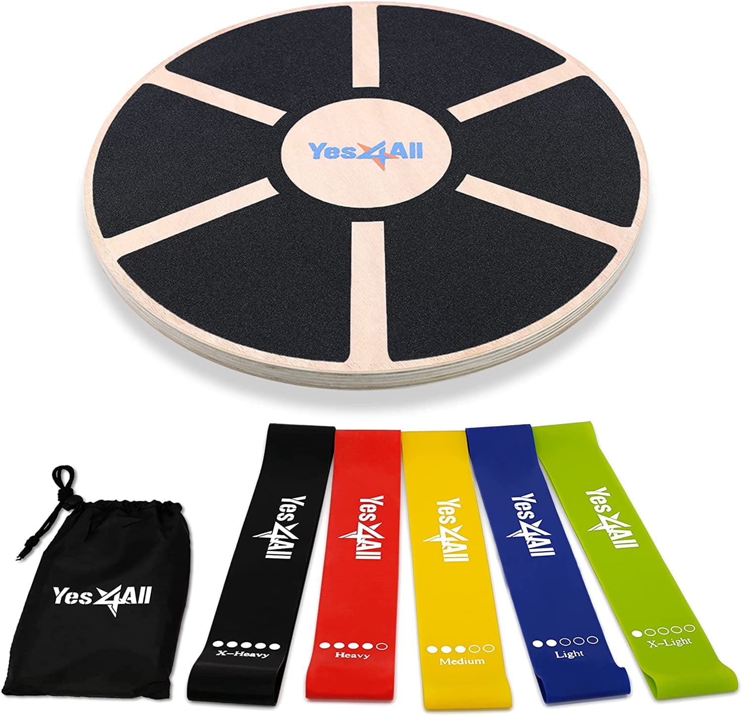 Yes4All Special Combo - Wooden Wobble Balance Board with Resistance ...