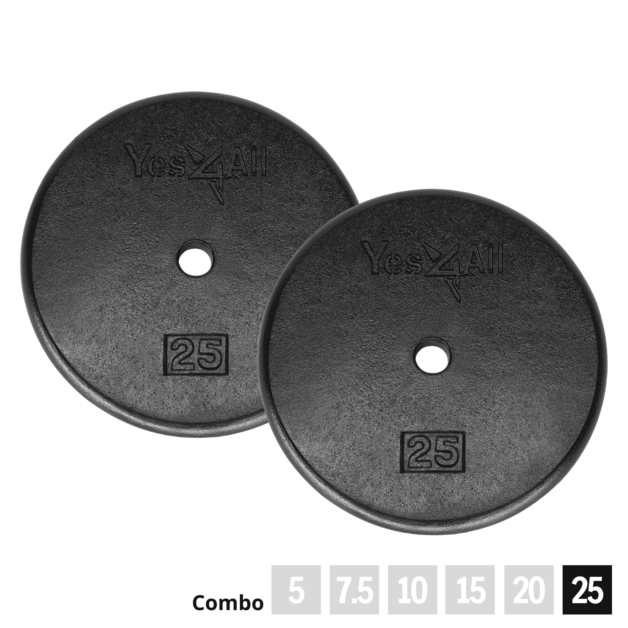 Yes4All 1-inch Cast Iron Weight Plates - 5, 7.5, 10, 15, 20, 25 lbs ...