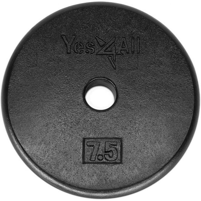 Yes4All Standard 1-inch Cast Iron Weight Plates - 7.5lbs Single ...