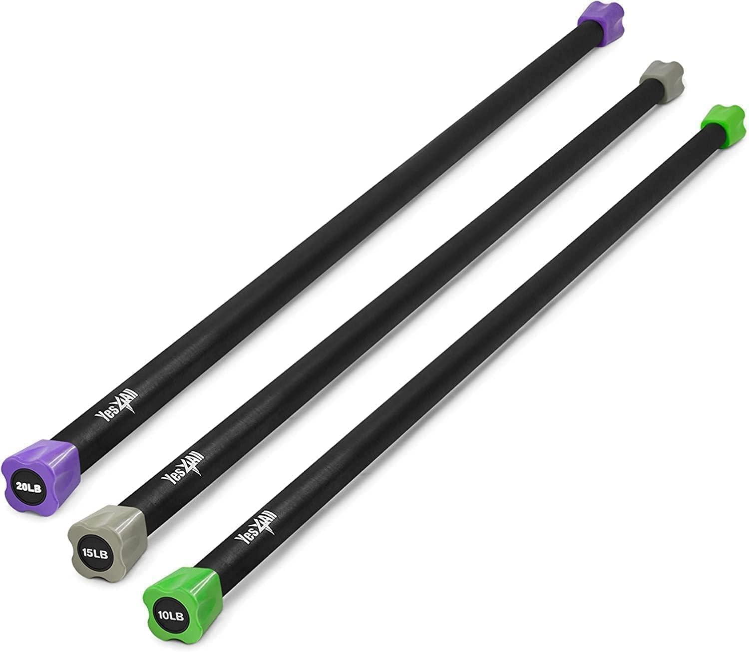 Yes4All Total Body Workout Weighted Bar, Resistance Band Bar, Racks for ...