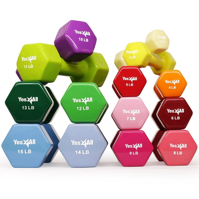 Yes4All Vinyl Coated Dumbbells – PVC Hand Weights for Total Body ...