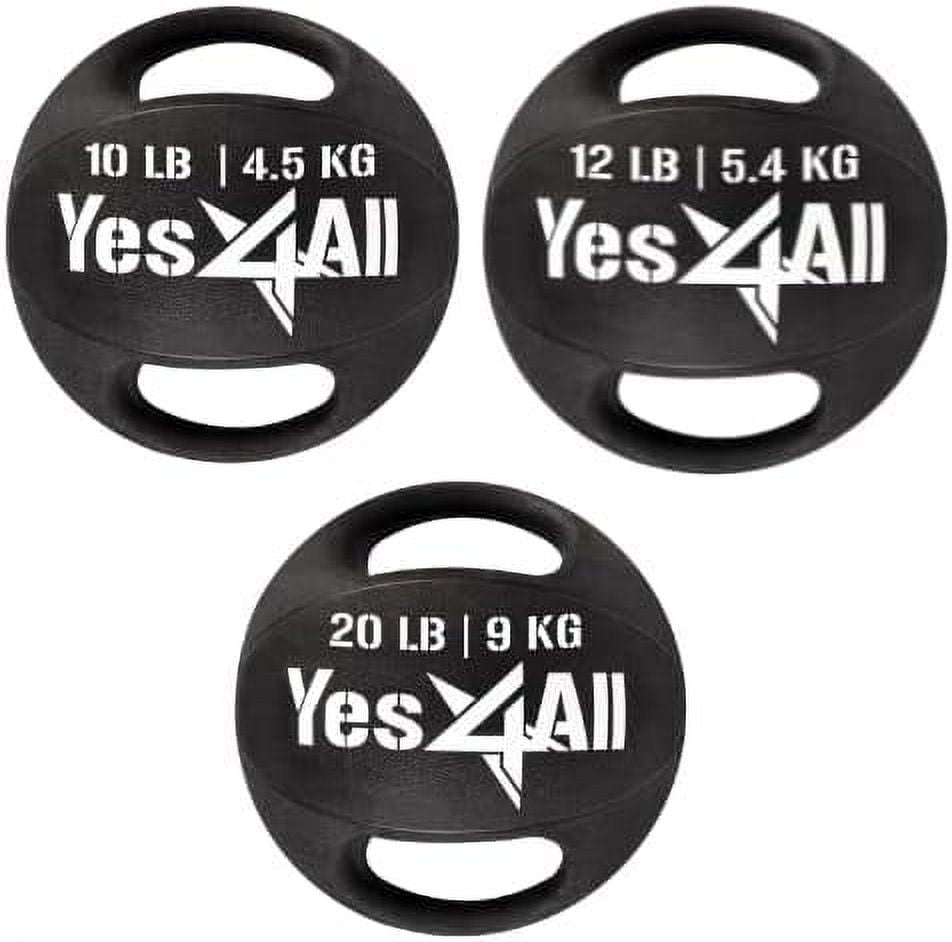 Yes4All Weighted Medicine Ball 10/12/20LB with Anti-Slip Dual Handles ...