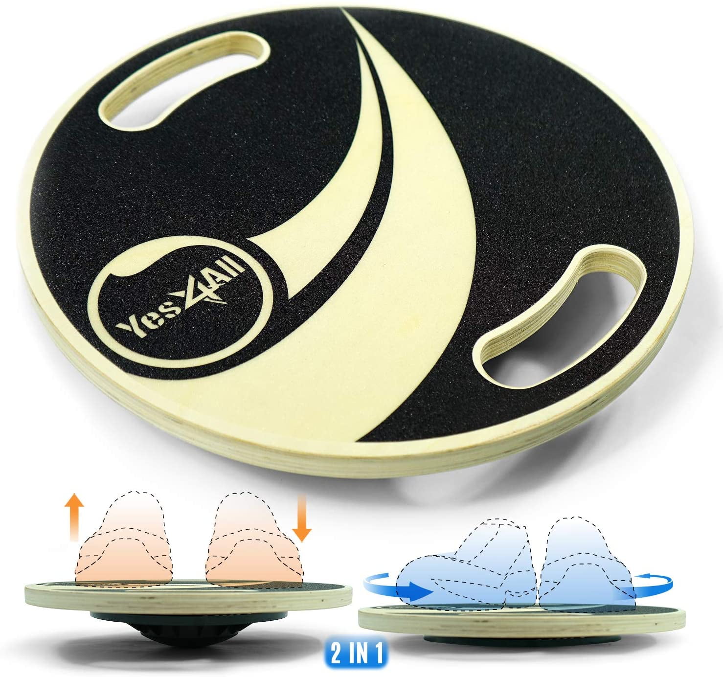 Yes4All Wooden Wobble Balance Board - 16 in Surface, for Exercise ...