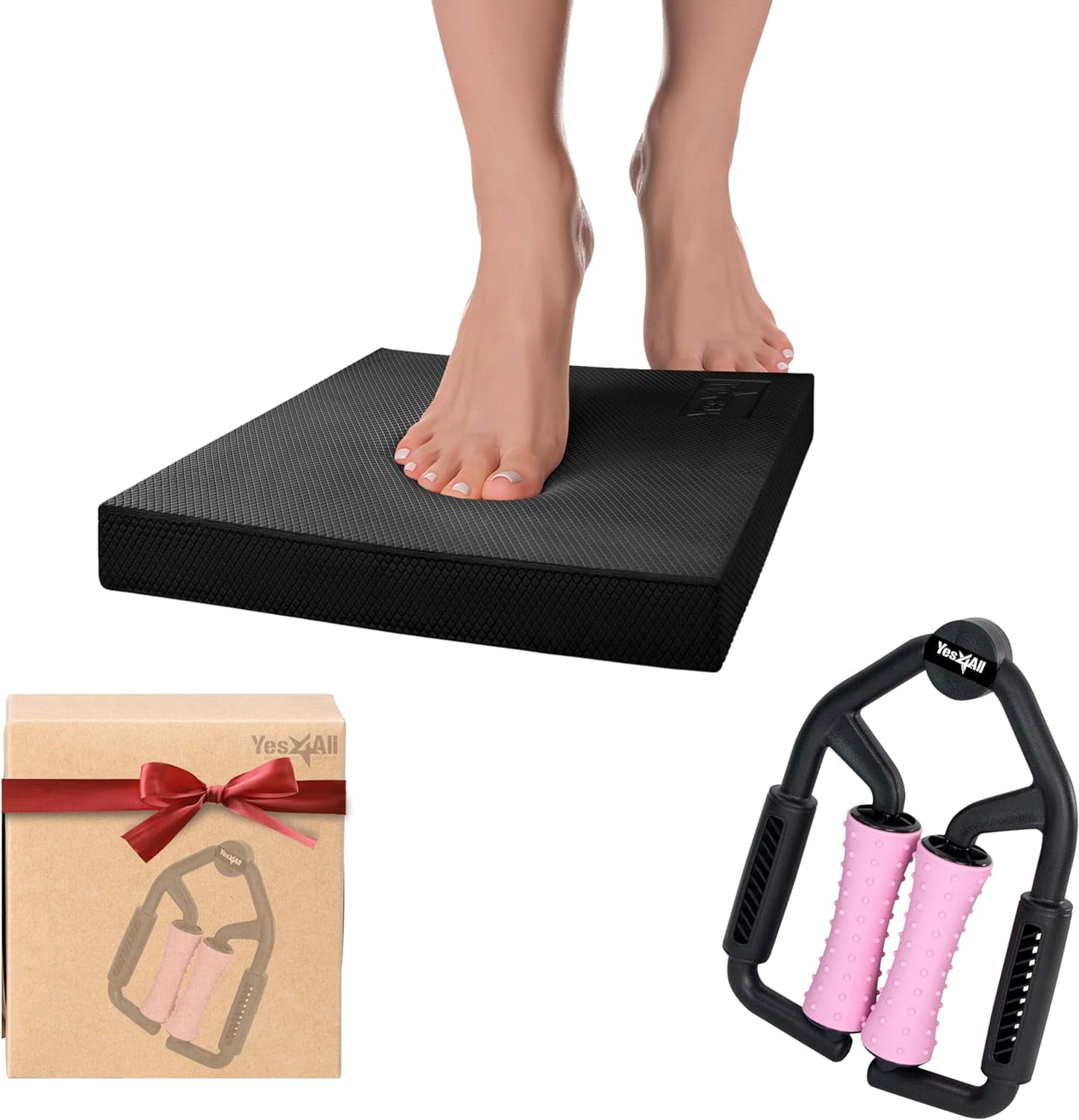 Yes4All Yoga Balance Board / Balance Foam Pad With Massage Roller ...