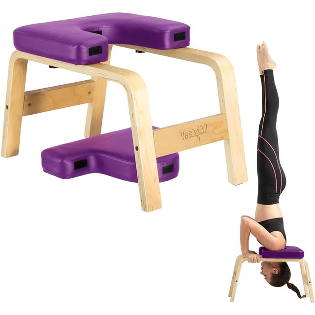 Yes4All Yoga Headstand Bench with PU Pads and Thickness Foam, Wooden ...