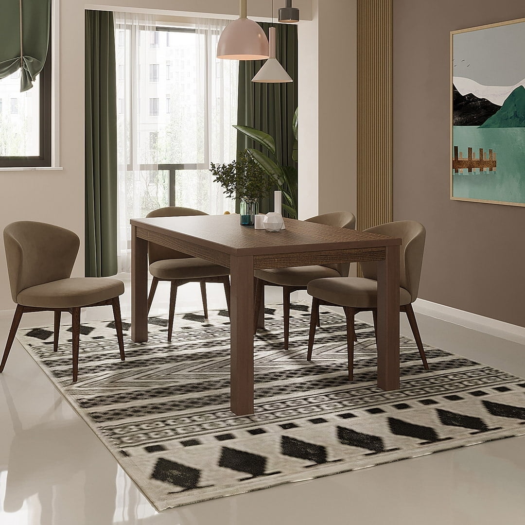 Yes4wood 63 Inches Solid Wood Dining Table for 6, Small Kitchen Table ...