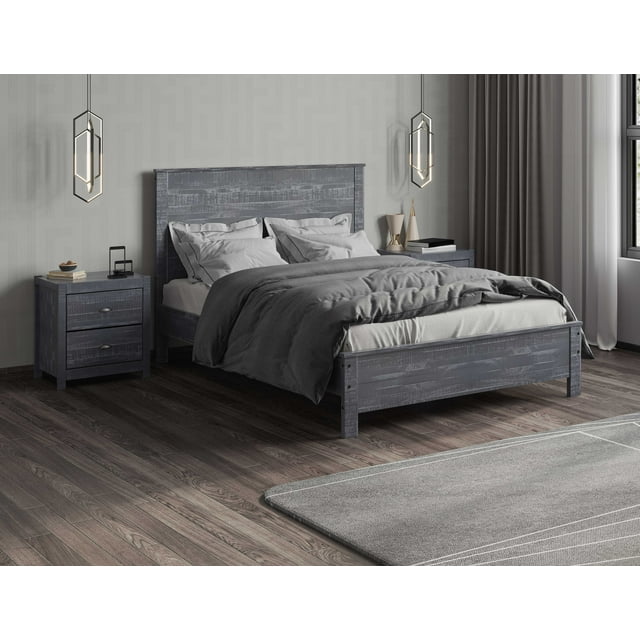 Yes4wood Natural Headboard Solid Wood Queen Bed Frame Heavy Duty