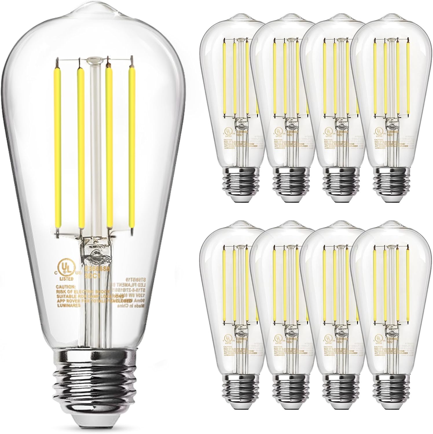 YesEdison Light Bulbs 60W Equivalent, Dimmable Vintage LED Light Bulbs ...