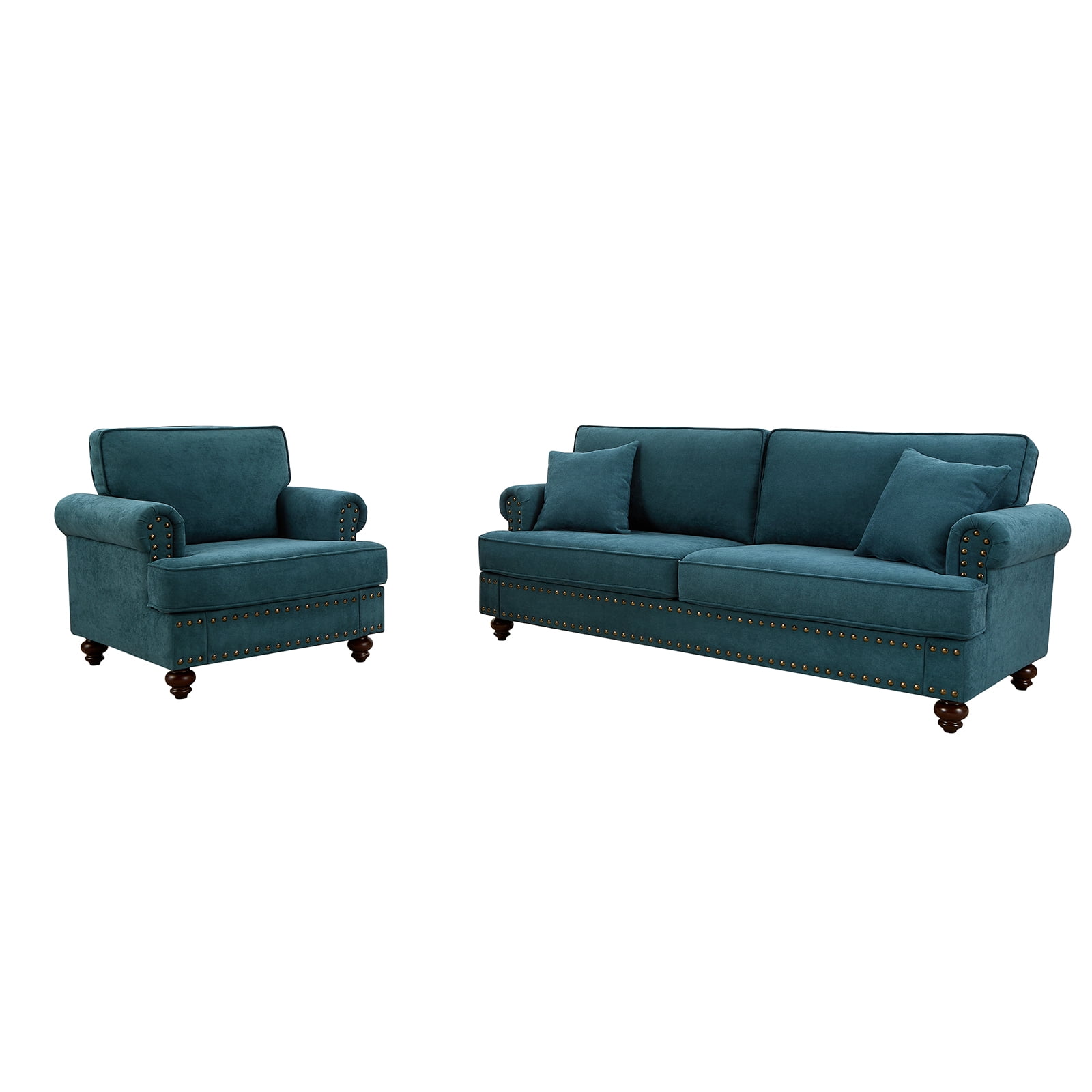 YesFashion 37.2" Modern Sofa Couch with Armrests, Rolling Arm, Wood ...