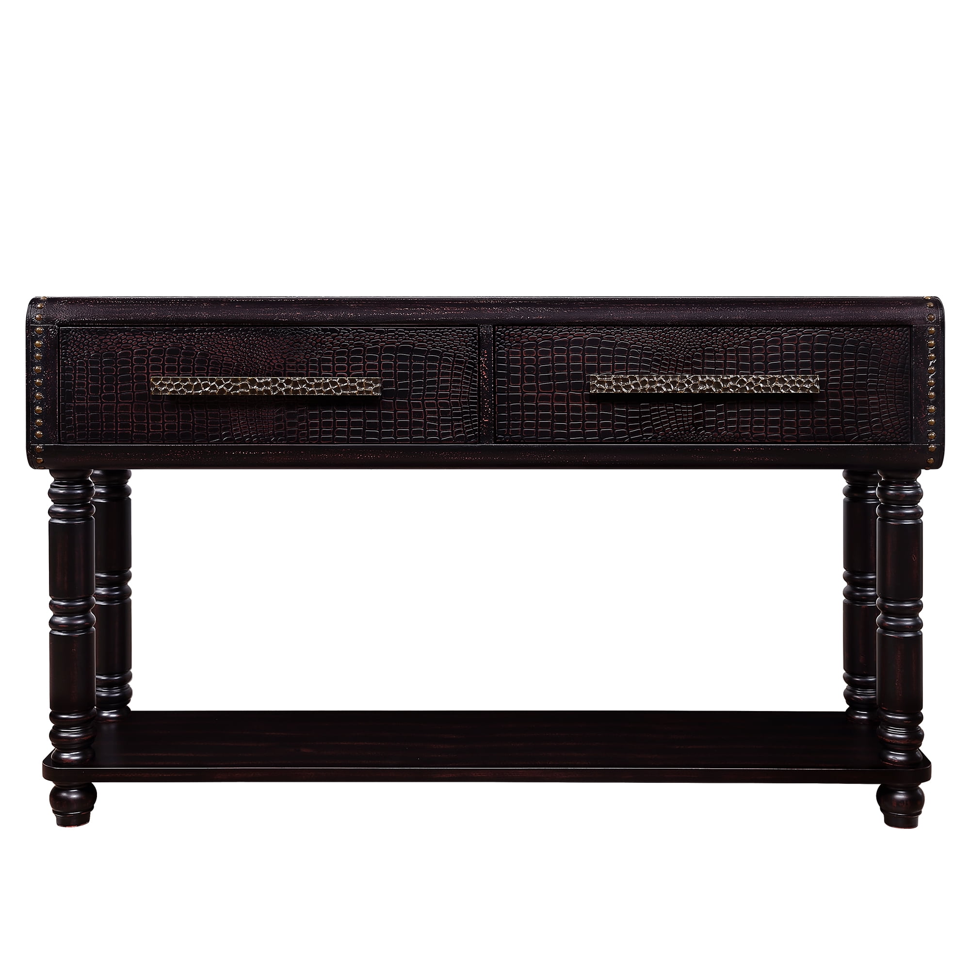 YesFashion 54" Pine Wood Console Table, Imitation Skin Texture ...