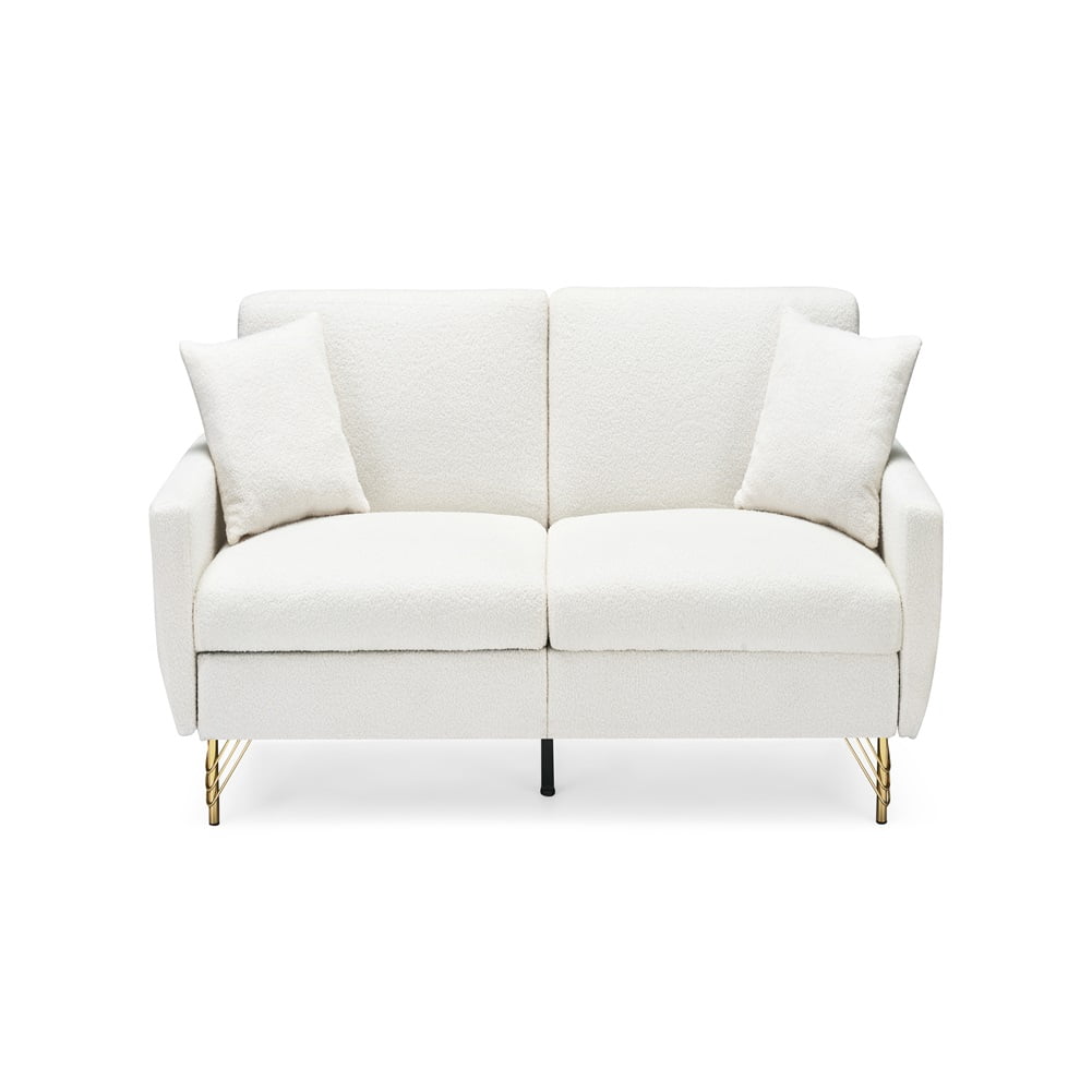 YesFashion 74.41 Inch Teddy Velvet Sofa Bed Futon Couch Small Lounger ...