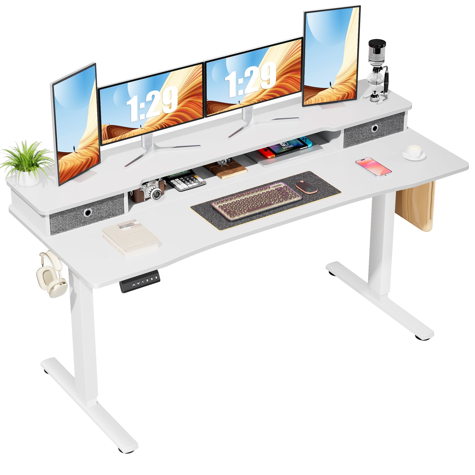 YesFashion Electric Standing Desk, 63x24 Inch Height Adjustable Stand ...