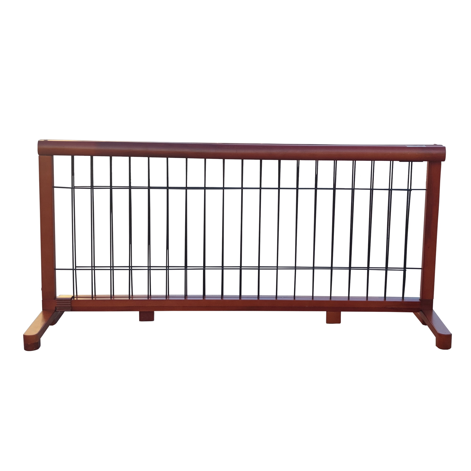 YesFashion Freestanding Dog Gates,Wooden Dog Gate with Locking Lever ...