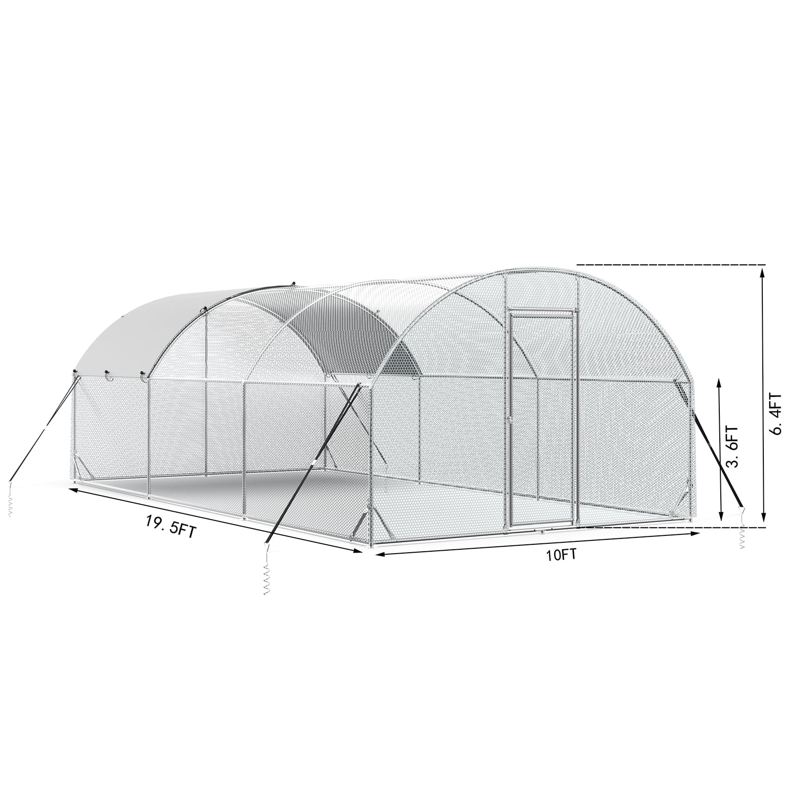 YesFashion Metal Chicken Coop, Chicken Run with Triangular Pillar ...