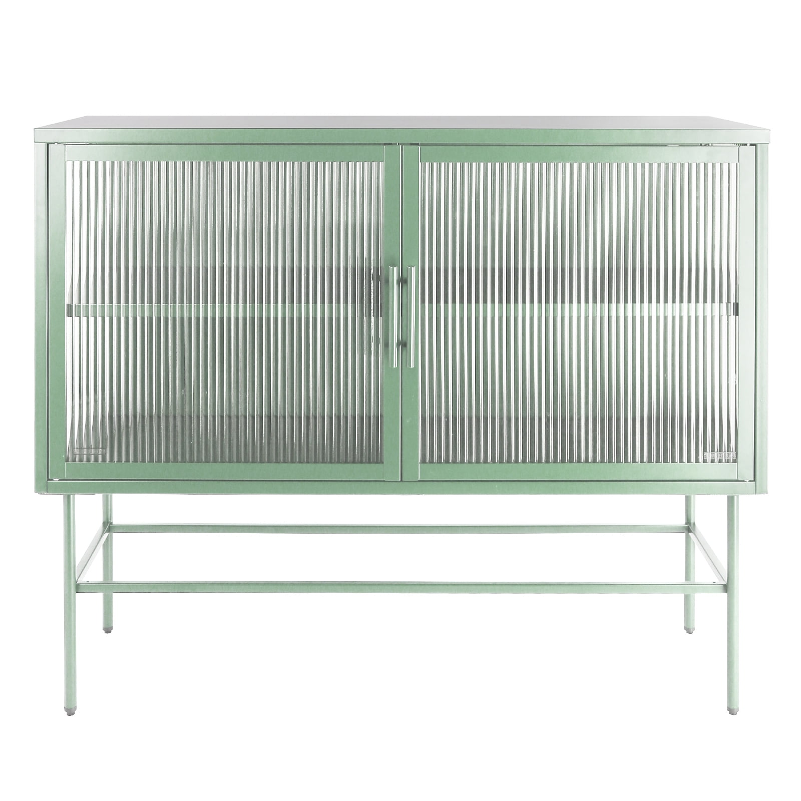 YesFashion Modern Sideboard Console Table with 2 Fluted Tempered Glass ...