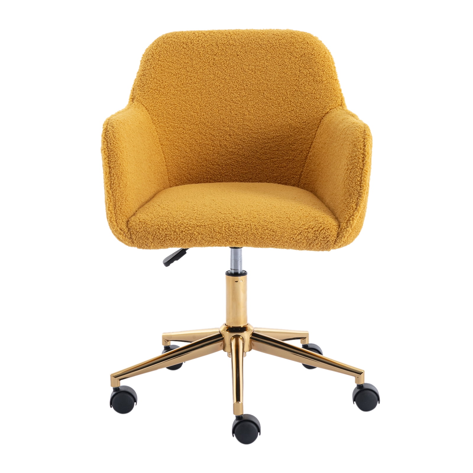 YesFashion Office Chair with Wheels, Chromium Plated Base, Gold Metal Legs 360° Swivel Vanity ...