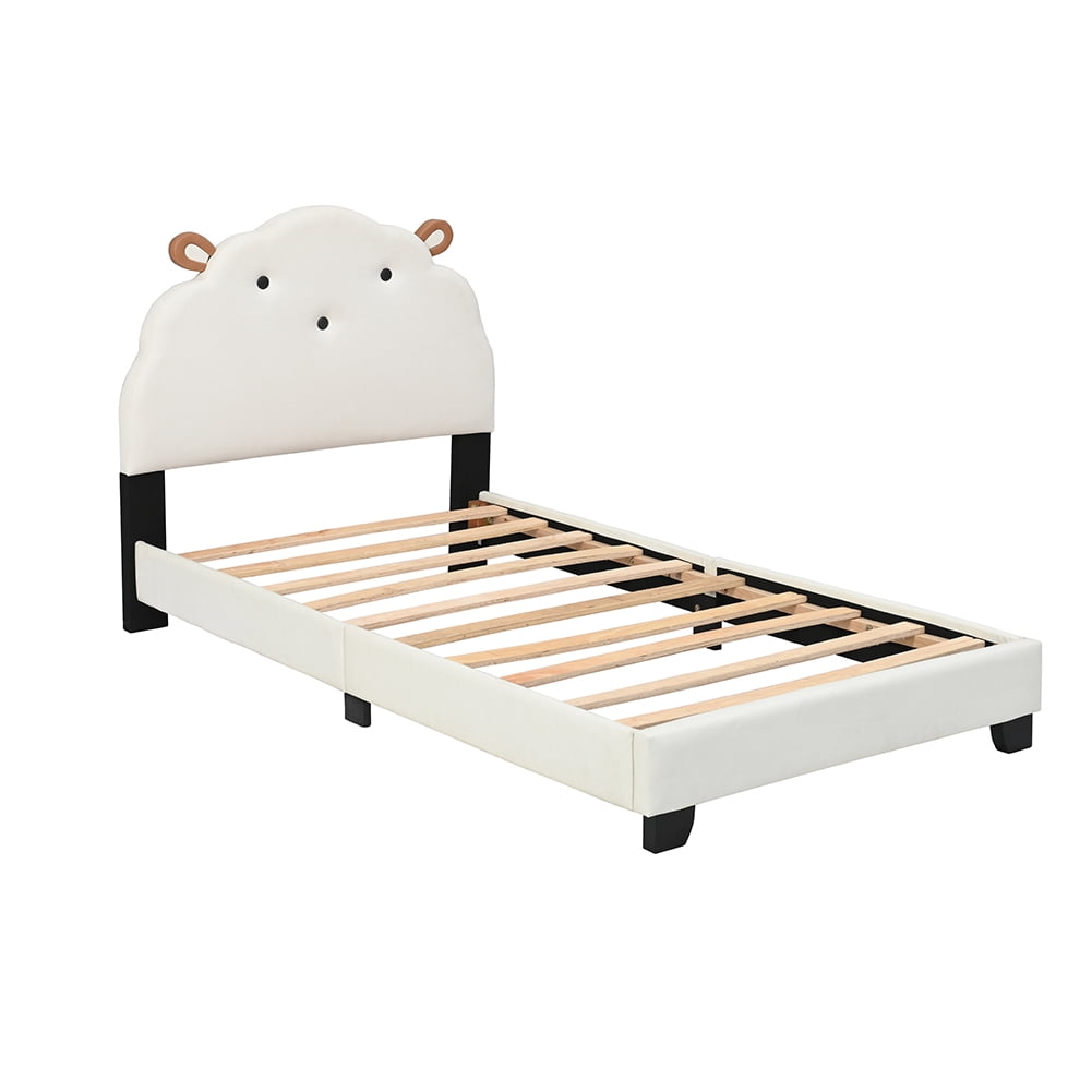 YesFashion Twin Size Upholstered Bed Frame with Sheep/Bear Design ...