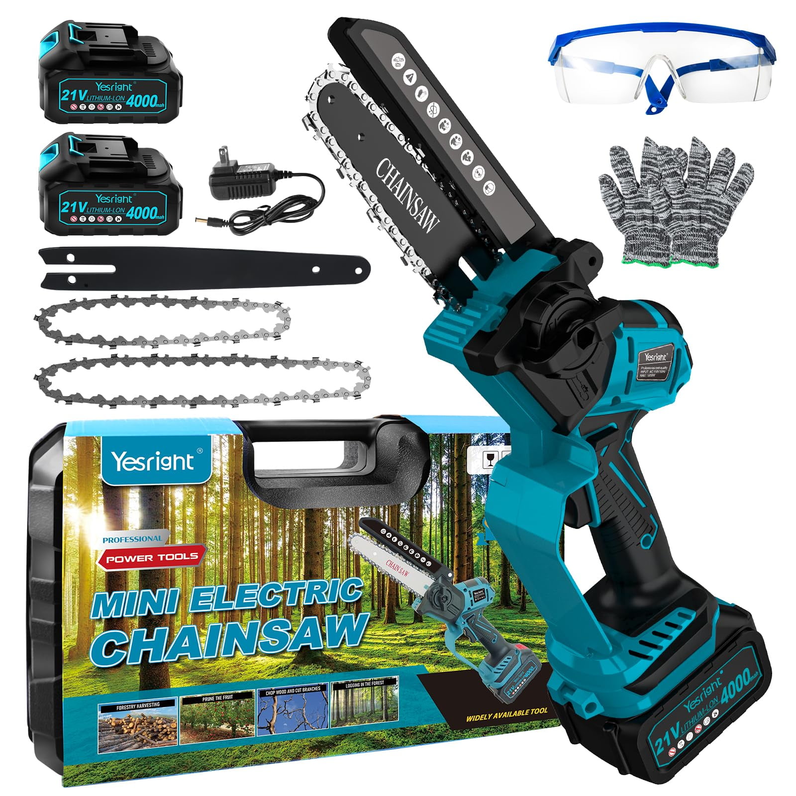 YesRight Mini Chainsaw, 8" & 6" Hand Held Cordless Chain Saw with Auto ...