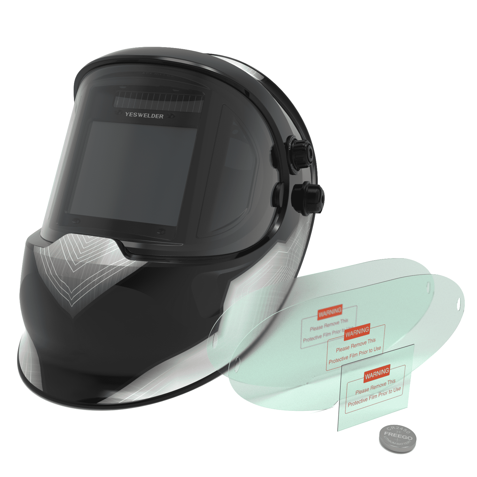 YesWelder Large Screen Welding Helmet with Side View, Headgear & Lens ...