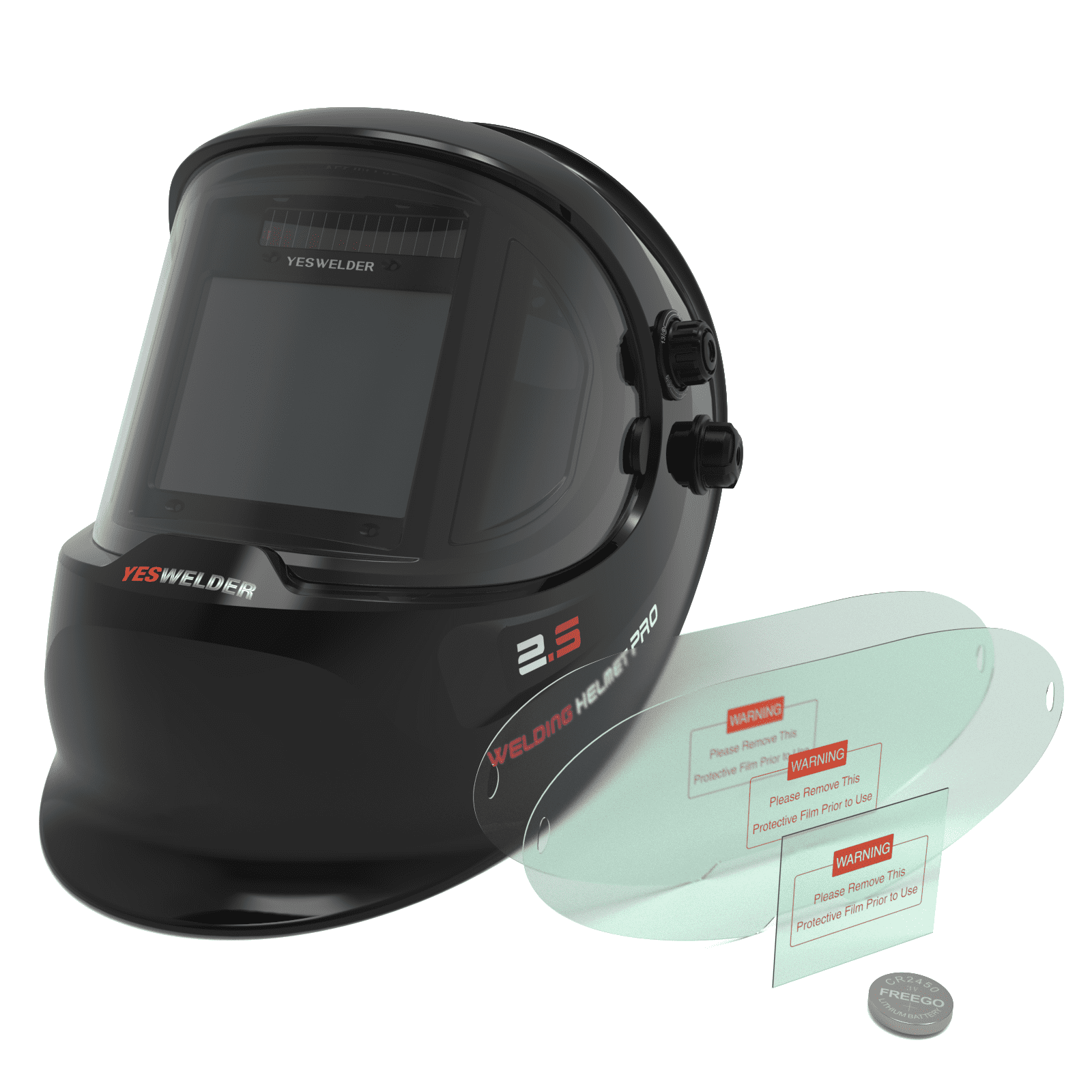 YesWelder Auto Darkening Welding Helmet with Large Screen, Side View ...