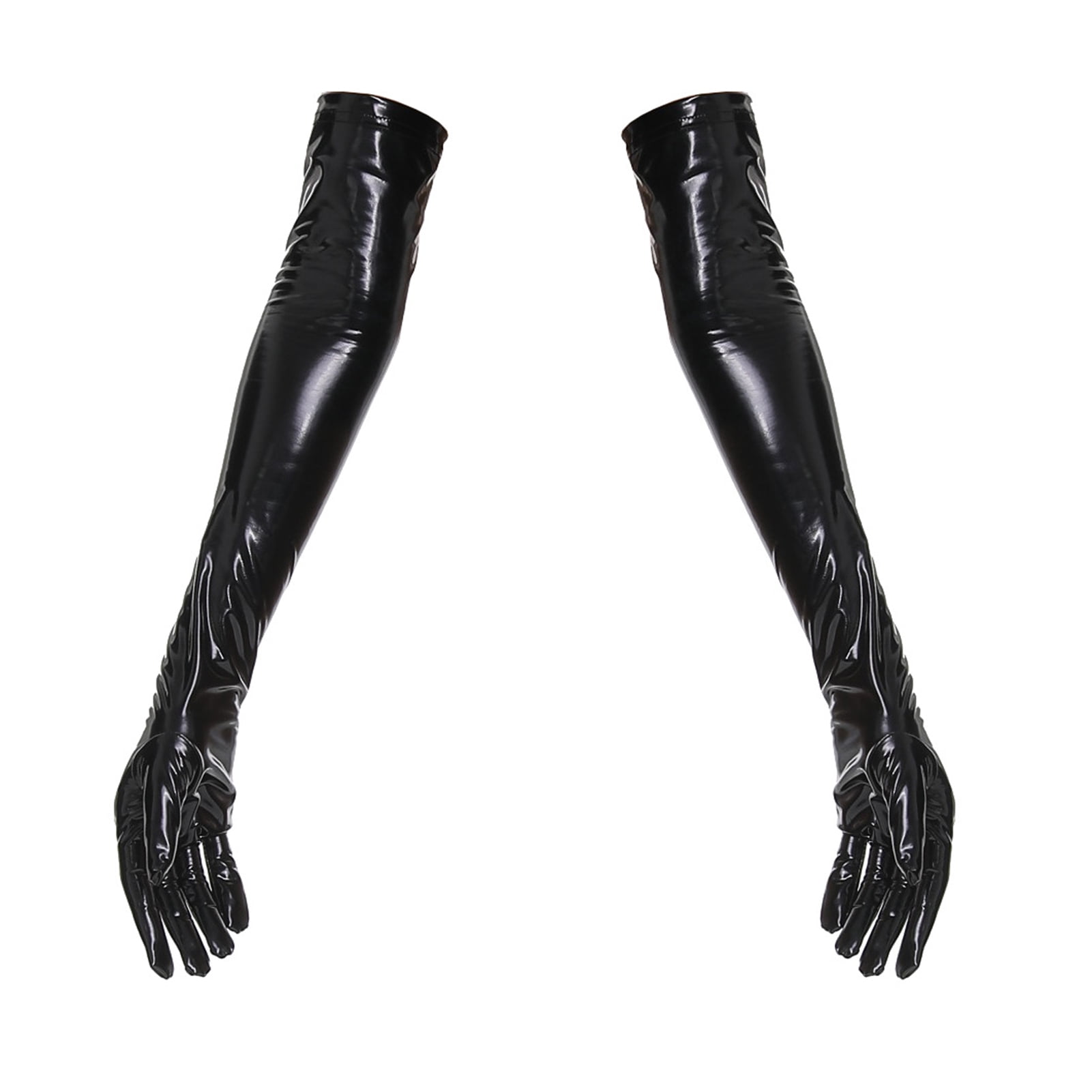 Yesbay 1 Pair High Elasticity Dance Gloves Bright Faux Leather Stage ...