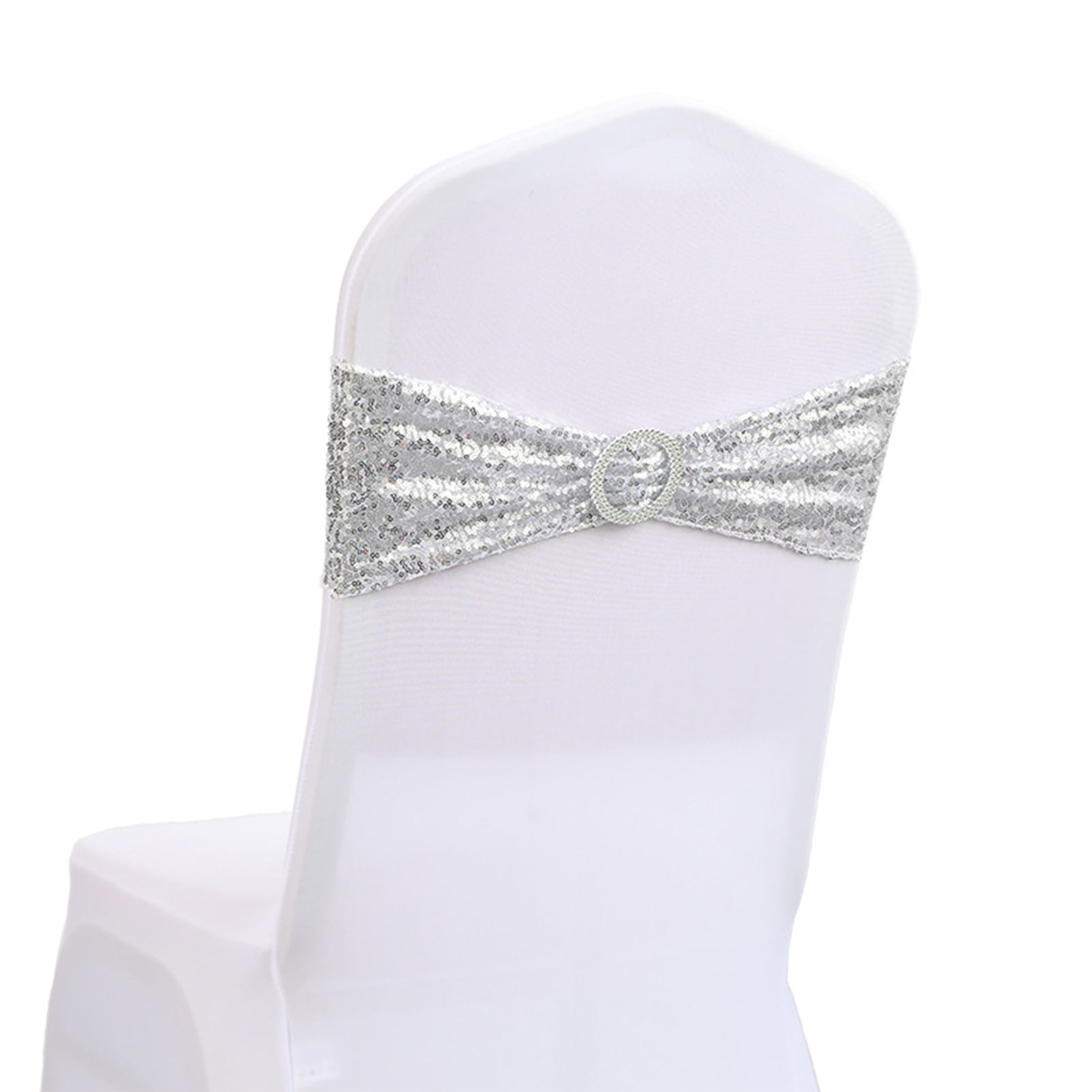 Yesbay 1 Pcs Chair Cover Elasticity Chair Back Bowknot Sequin Bandage ...