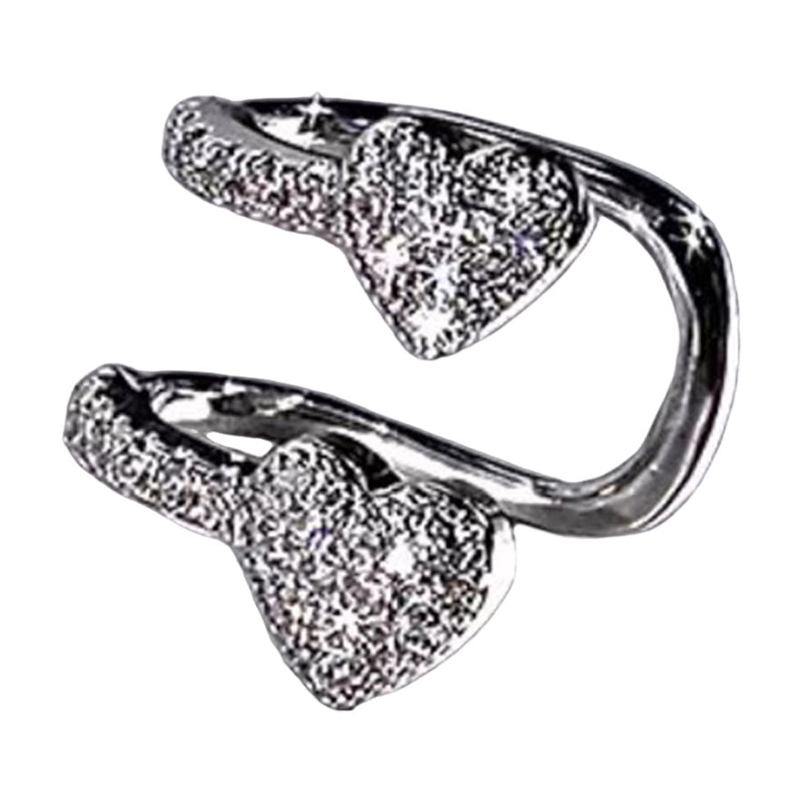 Yesbay 1 Pcs Women Ear Clip Ear Cuff Rhinestone Heart Smooth Polished C ...