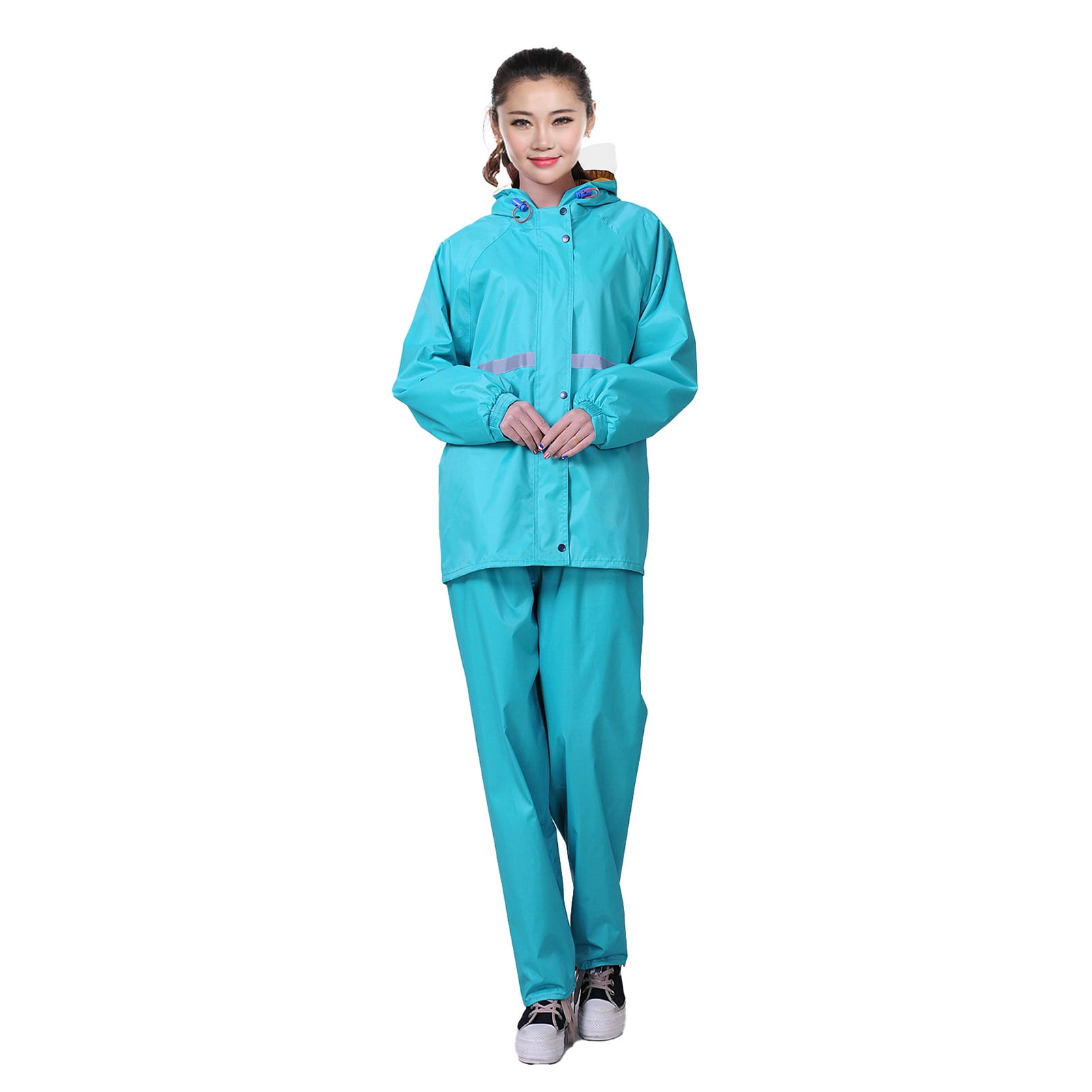 Yesbay 1 Set Adults Rain Suit Waterproof Breathable High Visibility Reflective Strip Outdoor ...