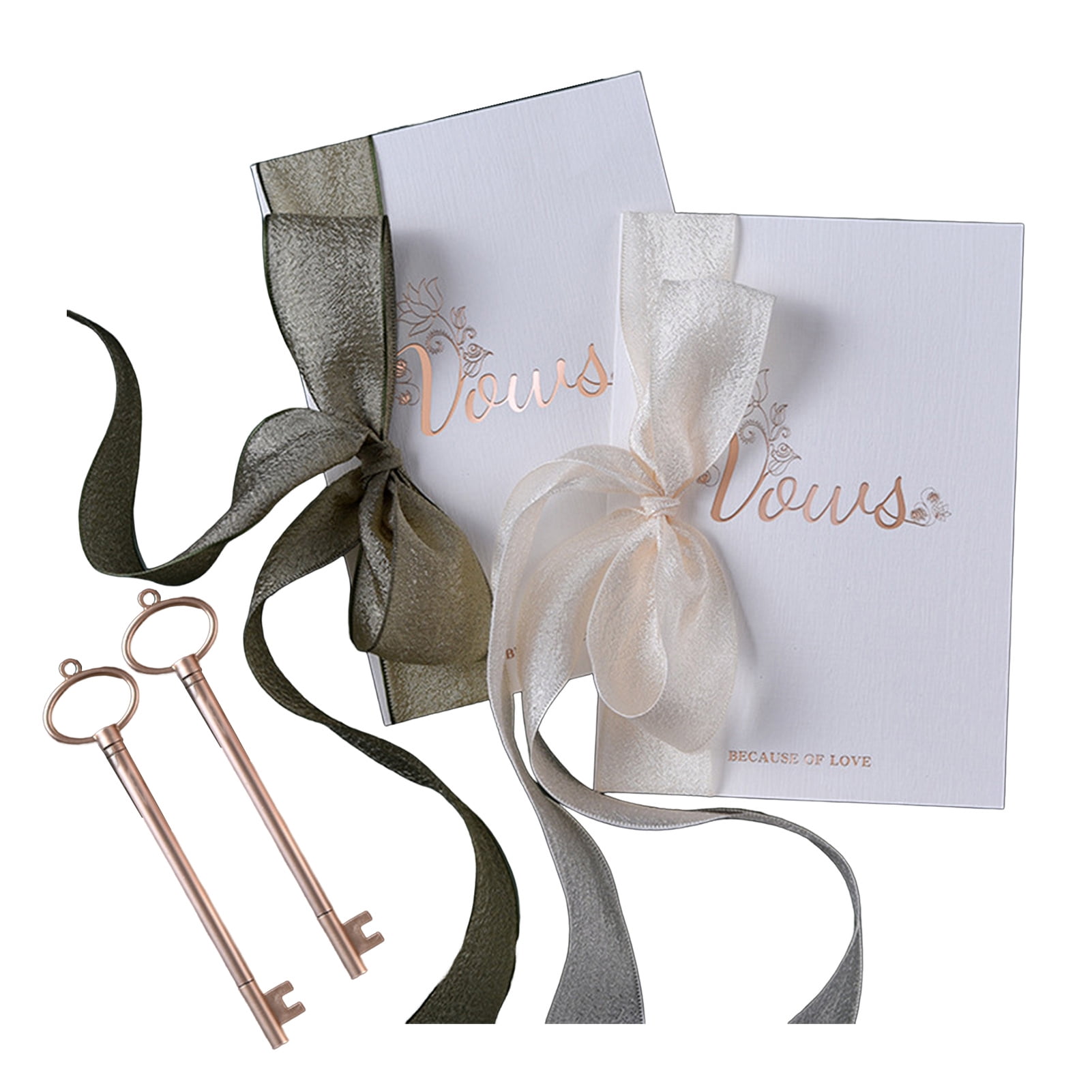 Yesbay 1 Set Wedding Vow Book with Ribbon Gold Foil Lettering Bridal ...