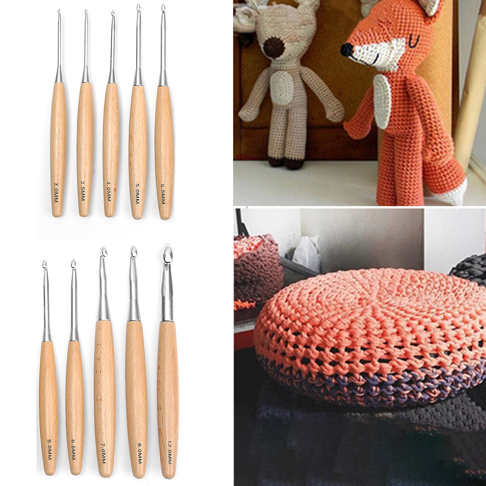 Yesbay 10 Pcs Crochet Hook Lightweight Ergonomic Design Hand Knitting ...