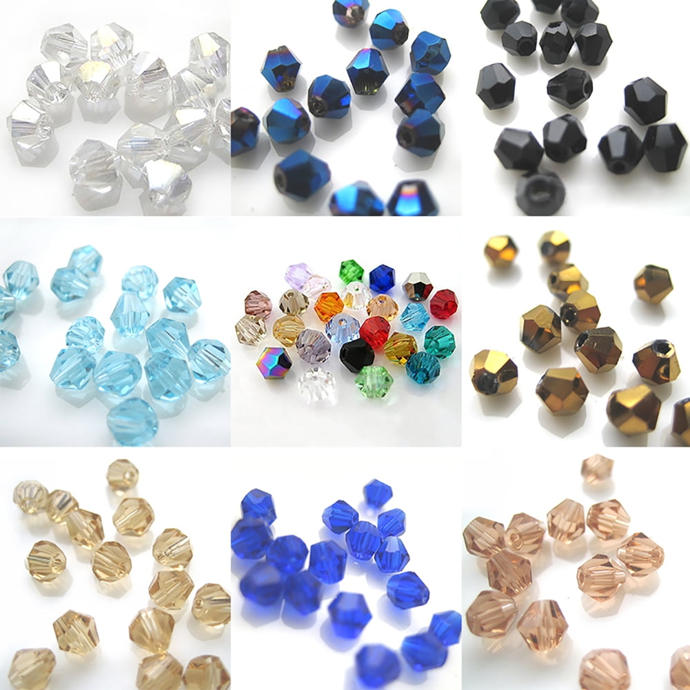 Yesbay 100 Pcs 4mm Loose Rhombus Beads for Necklace Bracelet Jewelry ...
