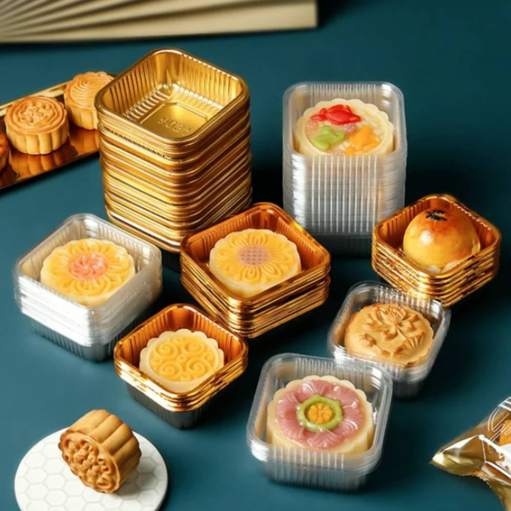 Yesbay 100Pcs Various Sizes Food Grade Moon Cake Trays Waterproof Thick ...