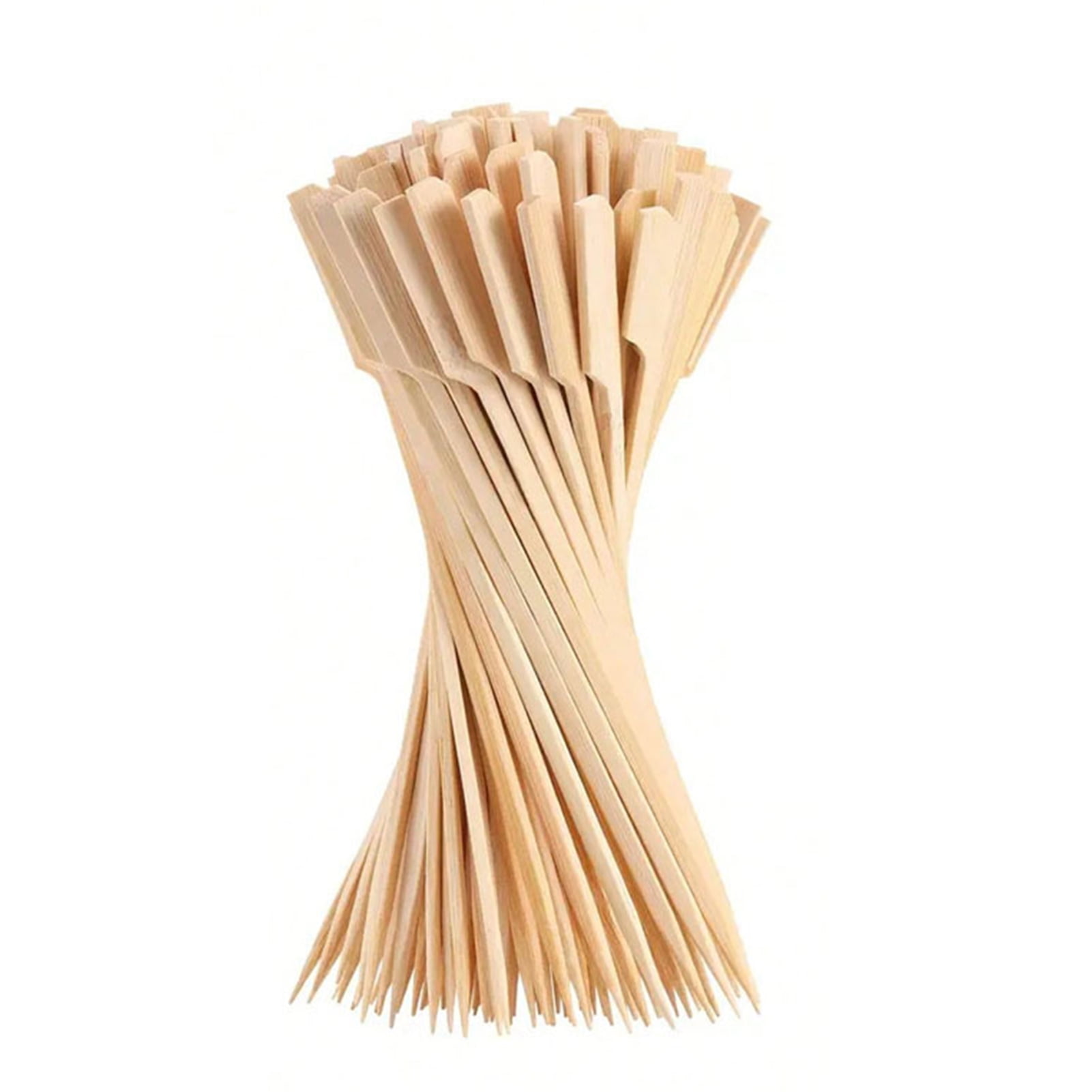 Yesbay 100Pcs Wooden Skewers 6 inch Cocktail Picks for Appetizers Flat ...