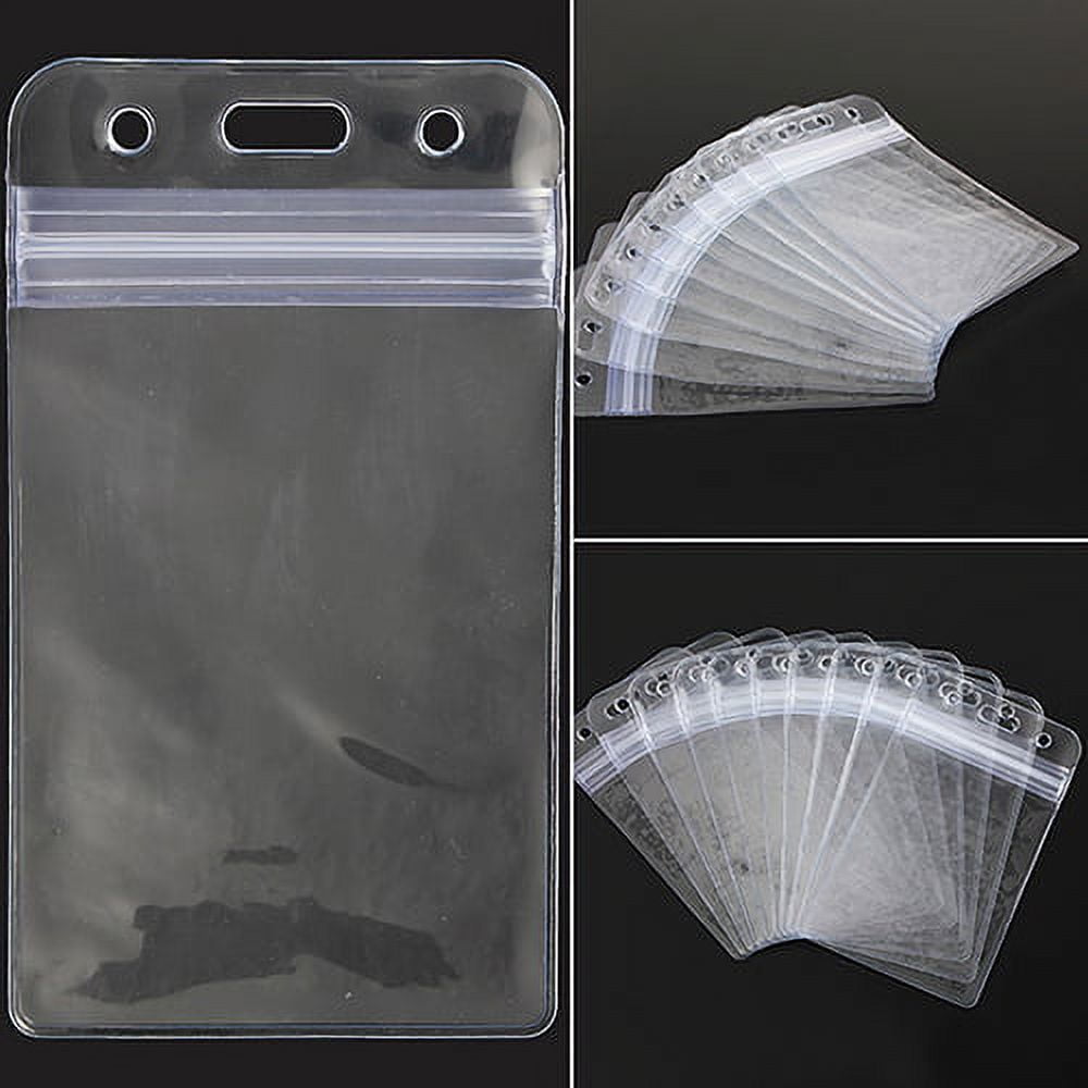 Yesbay 10Pcs Vertical Transparent Vinyl Plastic Clear ID Card Badge ...