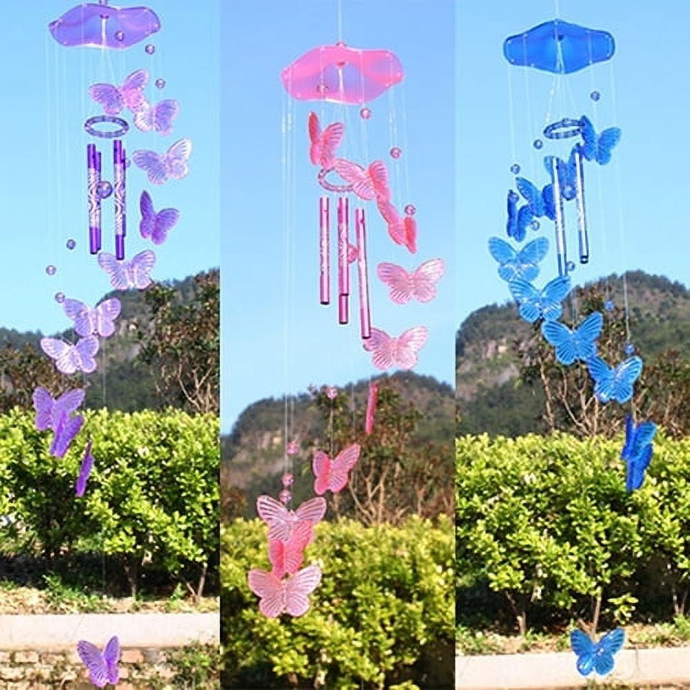 Yesbay 1Pc Bright Color Zakka Butterfly Wind Chimes Ornament Home Room ...
